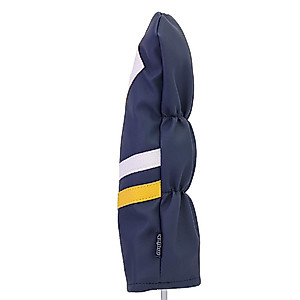 Majek Retro Golf Headcovers Blue White and Yellow Vintage Leather Style 1 & 5 Driver Fairway Head Cover Fits 460cc Drivers Classic Look