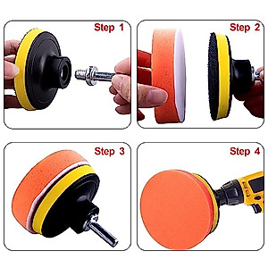 SIQUK 26 Pieces Car Polisher Buffing Pads 3 Inch Car Polishing Pad Kit Foam Polish Pads Wax Bonnets Polisher Buffer Attachment for Drill