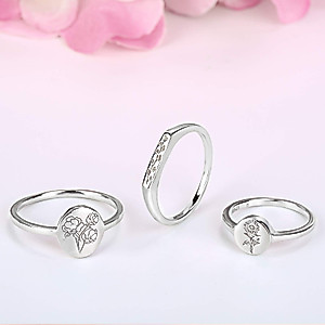 YeGieonr Handmade Flower Signet Ring-Minimalistic Statement Ring with Botanical Engraved-Delicate Personalized Jewelry Gift for Women/Girls