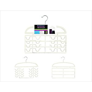 DR. ORGANIZER Plastic Tank Top and Pants Hanger Combo Pack, Multifunctional Space-Saving Closet Organizer, 2 Pack, USA Patented, White (9520)
