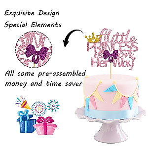 Maicaiffe A Little Princess is on Her Way Cake Topper, Gender Reveal Party - It's a Girl - Girl First Birthday Party Cake Decorations Pink Glitter