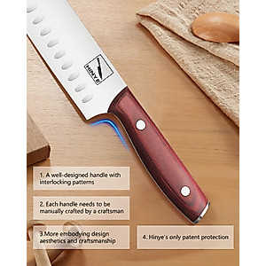 Hinye Chef Knife Ultra Sharp Santoku Knife Japanese Chefs Knife, Kitchen Knife Gadgets Birthday Gifts for Women Men Dad with High-End Gift Box (Ruby Red)