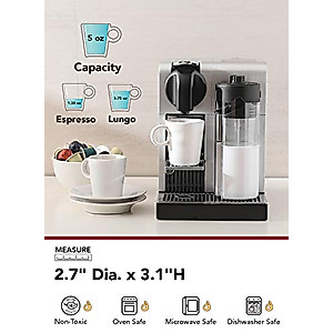 LE TAUCI 5 Ounce Espresso Mugs, Designed for Nespresso Lungo, Cappuccino, Tea, Ceramic Stackable Coffee Cup Perfect for Espresso Machine and Coffee Maker, Set of 4, White