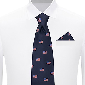Jacob Alexander Men's Woven American Flags USA Navy Neck Tie - Regular