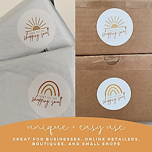 Lain & Lou 2 Inch Thank You Stickers [Roll of 500], Boho Rainbow Design for Small Business Packaging Supplies