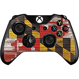 Skinit Decal Gaming Skin compatible with Xbox One Controller - Originally Designed Maryland Flag Dark Wood Design