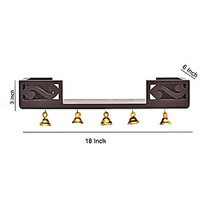 DecorDen Wooden Wall Mount Temple for Home,Wooden Home Temple/Wall Shelf/Pooja Mandir/Pooja Stand/Wooden Mandir/Devghar/Devara/Pooja Shelf/Small Temple for Office/House Temple (Black)