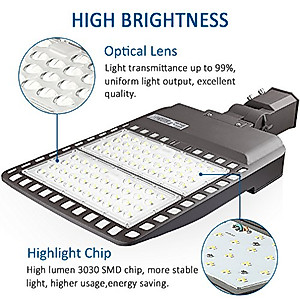 LEDMO 200W LED Parking Lot Lights 5000K Street Shoebox Pole Lights Waterproof 26000LM Super Bright Dusk to Dawn Outdoor Commercial Area Flood Security Lighting Slip Fitter for Stadium Sport Garage