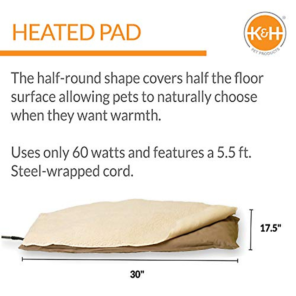 K&H Pet Products Lectro-Soft Igloo Style Dog Bed Brown Large 17.5 X 30 Inches