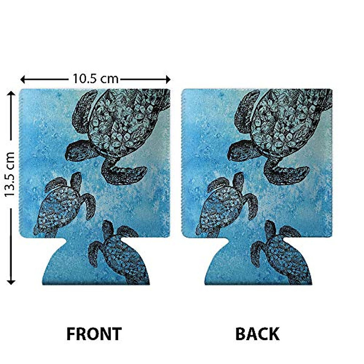 WIRESTER Can Cooler Sleeves for Soda Beer Can Drinks, 6 Pack - Ocean Sea Turtle