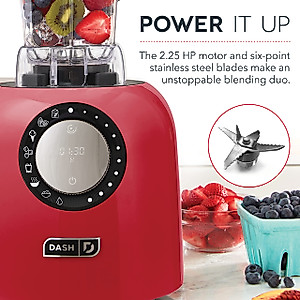 Dash Chef Series Deluxe Digital 64 oz Countertop Blender, with Stainless Steel Blades, Tritan Blending Jug, Tablet Stand & USB Charging Port, for Smoothies, Nut Butters, Purees, Soup and More - Red