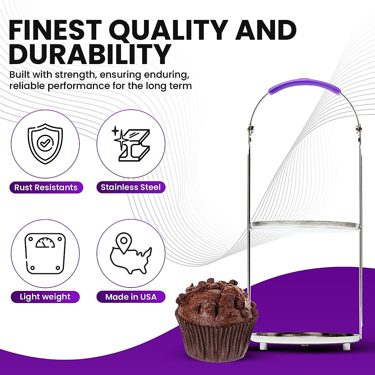 Ardent Nova Double Lifter Cooling Rack - 100% Stainless Steel, Food-Safe, Rust-Resistant Double-Tier Rack for Cooling with a 45° Rotating Handle