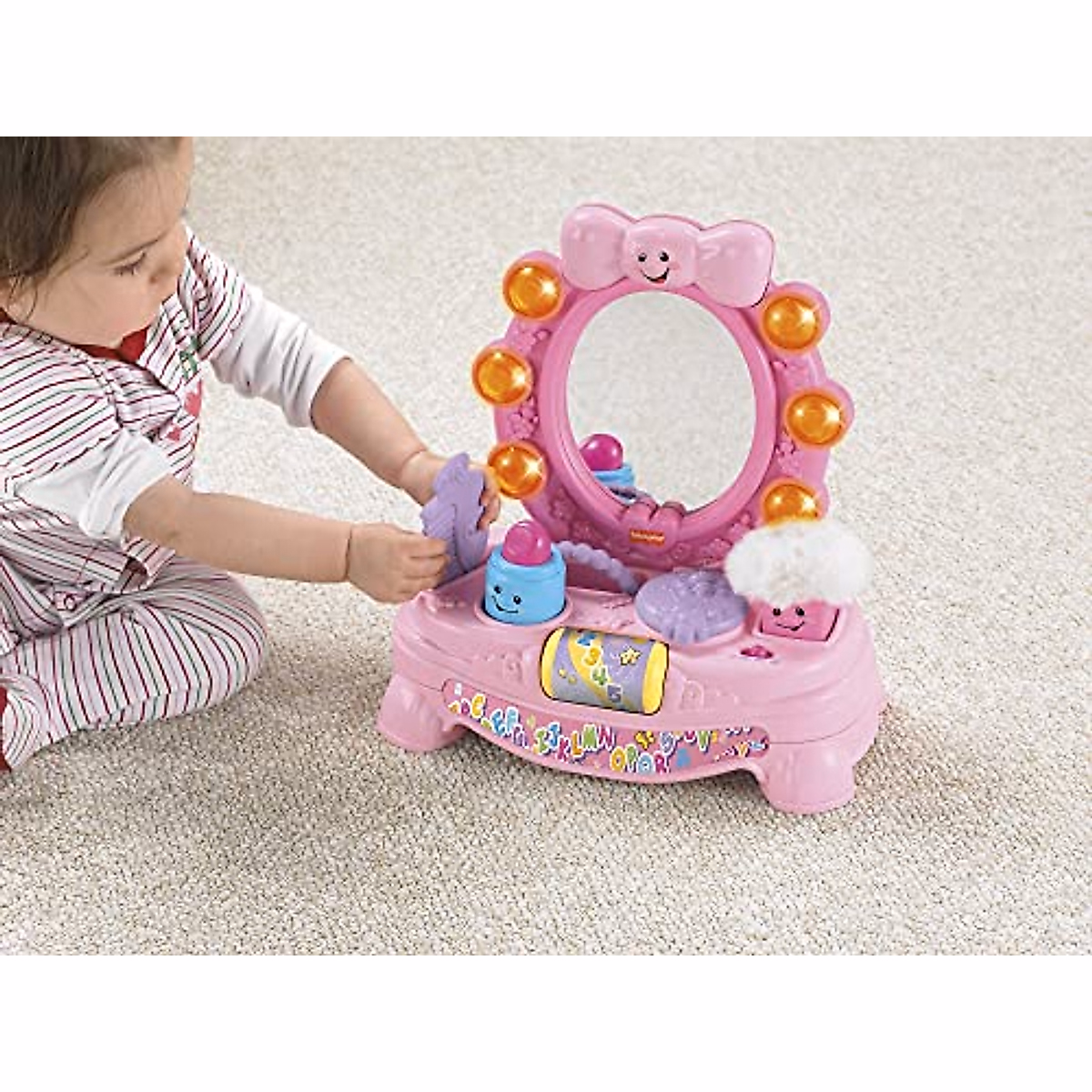 Fisher-Price Laugh & Learn Baby Toy, Magical Musical Mirror, Pretend Vanity Set with Light Sounds and Learning Songs for Infant to Toddler