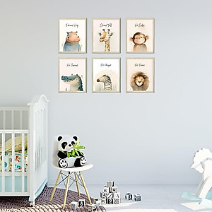BigWig Prints Safari Nursery Decor - Baby Animal Wall Art, Jungle Nursery Posters, Safari Room Decorations for Boys, Inspirational Animal Art for Baby Rooms - Unframed Set of 6 (8x10)