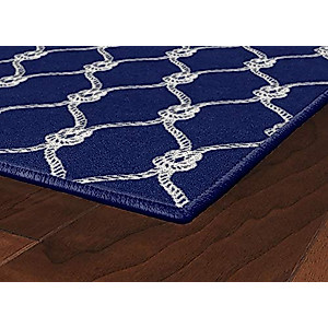 Brumlow Mills Nautical Rope Ocean Trellis Knot Area Rug for Beachy Home Décor, Living Room Carpet, Kitchen Mat or Entryway Rug, 2'6" x 3'10", Blue