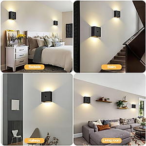 Battery Operated Wall Sconce Set of Two, USB Rechargeable LED Wall Light with Motion Sensor, 5W Indoor Cordless Wall Lamp with Switch, 3000K Warm White Magnet Wall Sconces for Bedroom Stairs Hallway