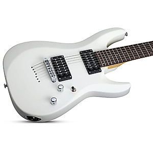 Schecter C-7 DELUXE Satin White 7-String Solid-Body Electric Guitar, Satin White