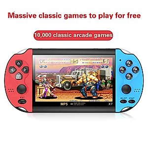 MNTT Portable Handheld Games,Built-in 10000 Games Electronic Machine Arcade Videogames Dual-Shake Play Vidio Player Video Game Console(Red&Blue)