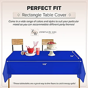 Blue Standard Disposable Plastic Party Tablecloth [12-Pack] 54 x 108” Rectangle Table Cover For Indoor & Outdoor Use By Zimpleware