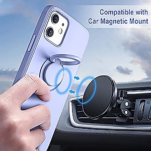 Hython Case for iPhone 12 Case & iPhone 12 Pro Case with Ring Stand, 360° Rotatable Ring Holder Magnetic Kickstand, Shockproof Rubber Protective Phone Case Cover Inner Microfiber Lining, Light Purple