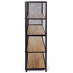 Displays2go Shelving Unit w/Five Shelves, 40" W x 60" H, Oak and Iron - Black (SMMMSHF)