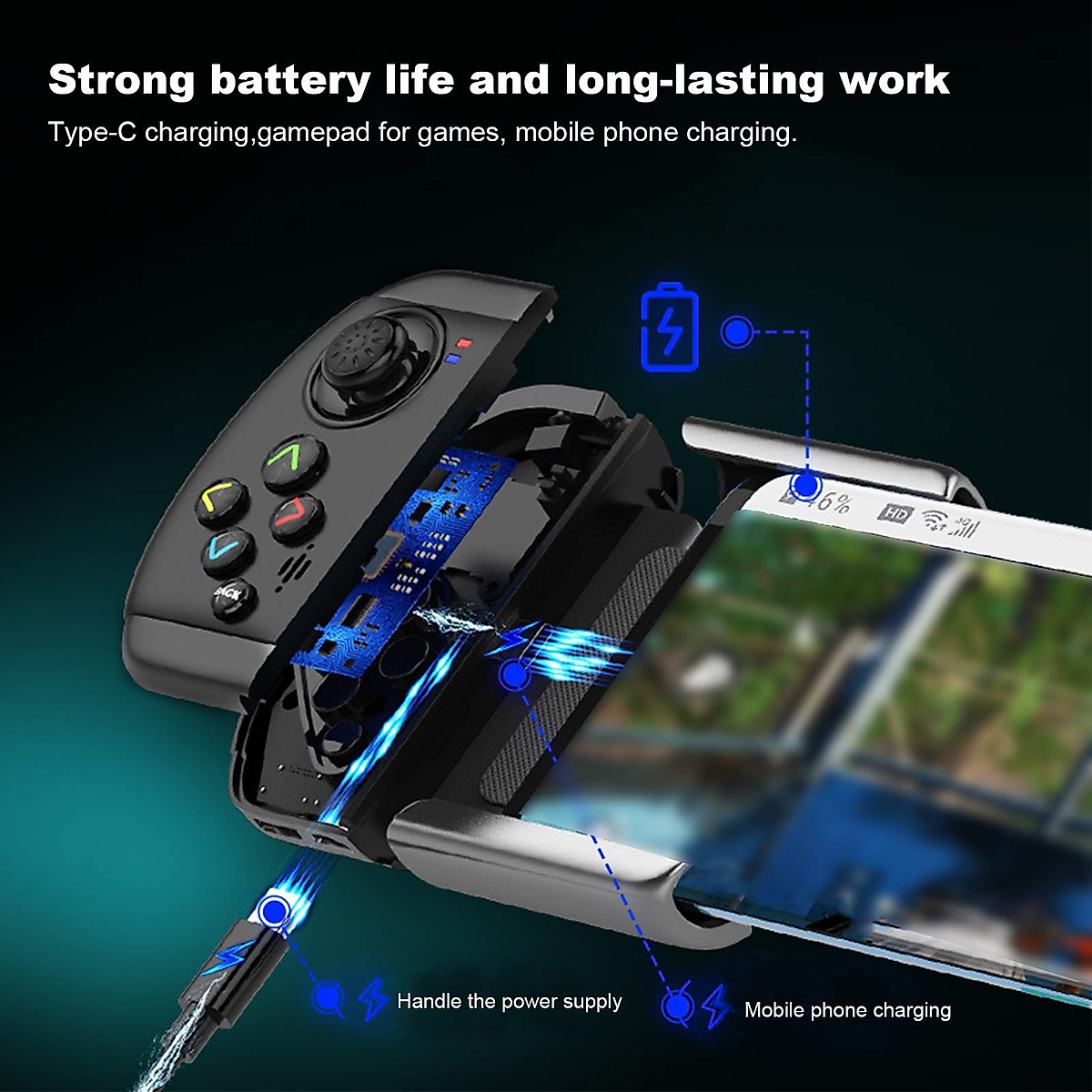Mobile Controller for Android, Single Hand Phone Gamepad Plug and Play TypeC Joystick Mobile Gaming Controller Peripherals Equipment for Android