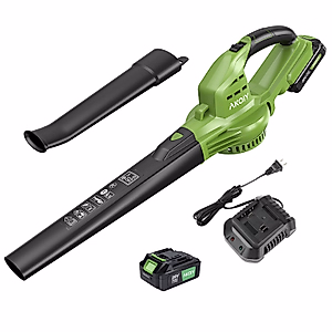AKQIY Leaf Blower Cordless- 20V 5.0 Battery-Powered Leaf Blower, 80-150MPH, Upgraded Motor and Mini Electric Leaf Blower with Charging Seat for Use in The Yard or Lawn