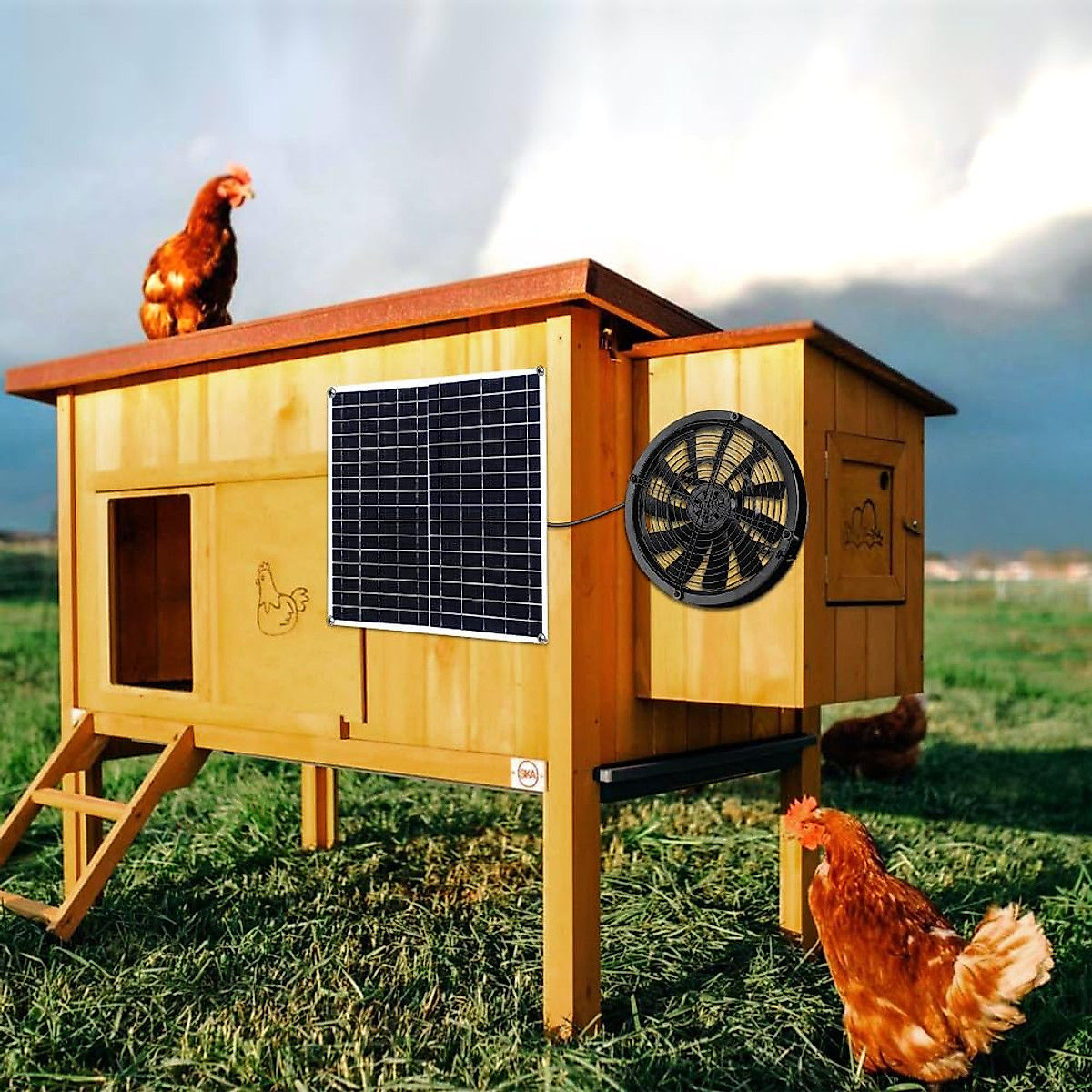 SUNYIMA Solar Fan, 20W Weatherproof Solar Powered Fan with DC Fan for Small Chicken Coops, Greenhouses, Sheds,Pet Houses, Window Exhaust