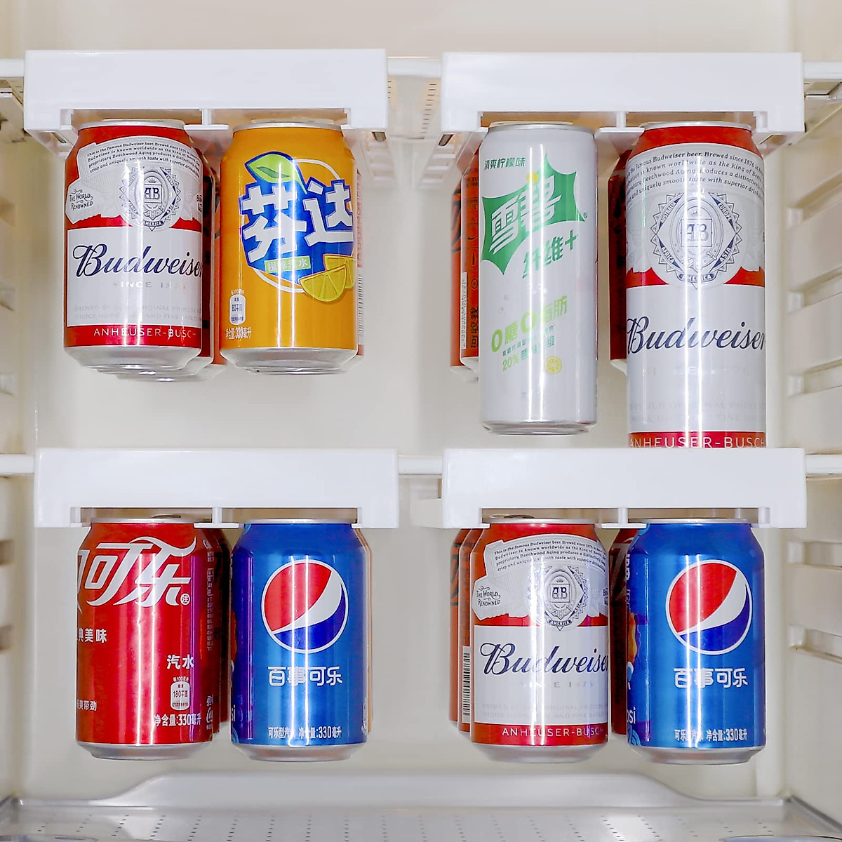 ZWMBYN Hanging Fridge Soda Can Organizer, Pull-out Fridge Drink Can Holder Drawer Organizer, Fridge Shelf Holder Storage Drink Beverage Dispenser Rack for Refrigerator Fit for 0.6in Fridge Shelf