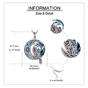 ONEFINITY Raven Necklace Sterling Silver Viking Celtic Crow Raven Crystal Pendant Crescent Moon Pentagram Amulet Wiccan Jewelry Christmas Gifts for Women Men
