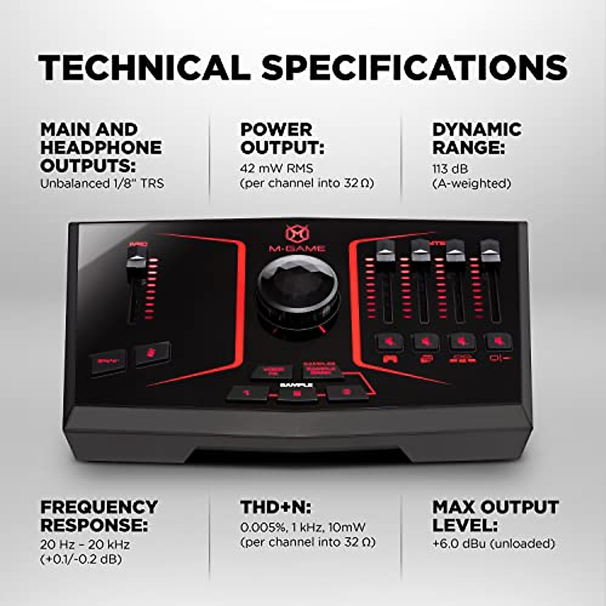 M-Game Solo USB Audio Interface Mixer for Streaming and Gaming with XLR Microphone in, Optical in, Voice FX, Sampler, Lights and Software