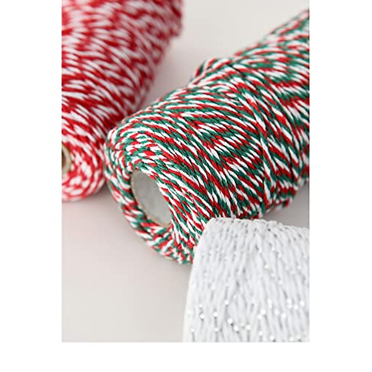 Twine String,328 Feet Christmas Twines White Gold Rope Bakers String Rope Craft Making Knitting Butchers Twine DIY packing, room decoration(White and gold)