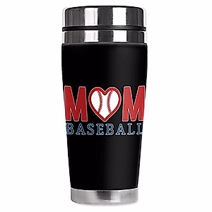 Mugzie 20 Ounce MAX Stainless Steel Travel Mug with Wetsuit Cover - Baseball Mom