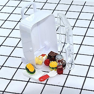 27 Pieces Dollhouse Mini Laptop Tablet and Smart Phone Newspaper Book Miniatures Hamburger Cake Coffee Juice Trolley case DIY Play Game Party Toys Accessories (White Set)