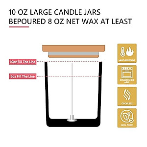 15 Pack Empty Clear Candle Jars with Bamboo Lids,10 OZ Glass Candle Jars for Making Candles,Bulk Jars for Making Candle Containers-Dishwasher Safe (Black)
