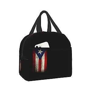 Canesert Insulated Lunch Bag Reusable Cooler Thermal Puerto Rico Tote Bag With Front Pocket For Women Men Travel Work Hiking Picnic