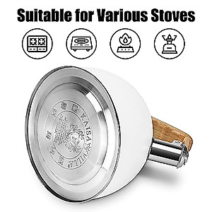 Tea Kettle, Beyoung 2.5 Liter Whistling Tea Kettle, Tea Pots for Stove Top Food Grade Stainless Steel with Wood Pattern Handle, Universal Base Suitable for Tea, Coffee, Milk