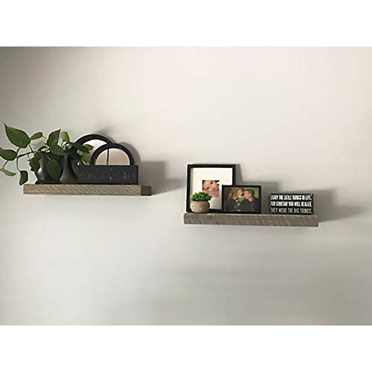 Joel's Antiques & Reclaimed Decor Set of Two, 2" x 8" x 24", Mountable, Floating Shelves, Rustic/Contemporary, Pine, Gray, Grey, Weathered Wood