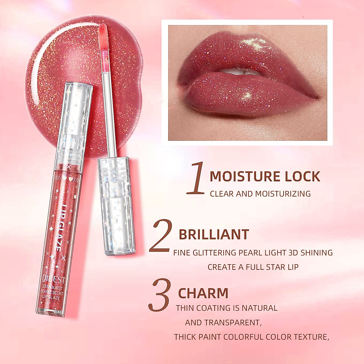 Aseawave Girls Lip Gloss, Shimmery Lip Glosses for Girls Teens & Women, | Syrupy gloss| Glossy Finish| Long-lasting| Moisturizing| Highlighting| Natural-beauty | Lip Glow Set