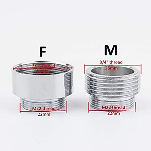 1pc Stainless Steel 3/4" Female Thread to M22 Connector for Faucet Fittings Tap Adapter Water Gun Water Purifier Accessory (F)