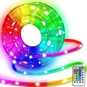 40Ft 120 LED Rope Lights Outdoor Christmas Decorations, 8 Mode Timer Remote Waterproof Battery Operated Christmas Rope Lights Tube Fairy Lights for Garden Holiday Home Indoor Xmas Decor(Multicolor)