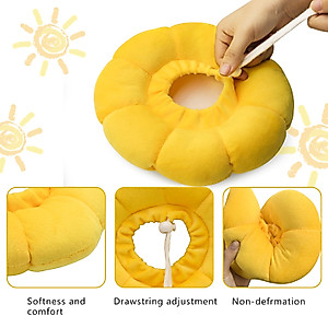LuckyOpt Sunflower Cat Recovery Cone, Adjustable Pet Elizabethan Collar for Cats &Puppy, Soft Cone for Cats After Surgery to Stop Licking, Cat Neck Pillow for Sleeping, Easy to Clean (Yellow, M)