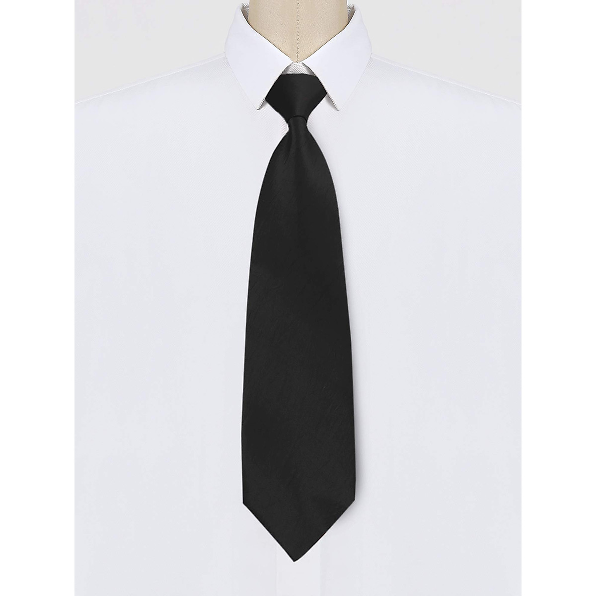 Allegra K Men's Pre-Tied Zipper Tie Solid Color Formal Casual Adjustable 8cm Wide Tie 35 cm/13.8" Black
