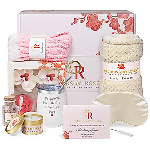 O&R 14-Piece get well soon gift basket -birthday gift- Thoughtful Self-Care Package Kit For Women - After Surgery Presents With Coffee Tumbler - With Rose Soaps & Candle For spa gifts for women