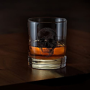 AGMdesign Skeleton Skull Whiskey Glass, Halloween Whiskey Glass, Fathers Day Gift for Men, Husband, Dad, Brother, Best Friend