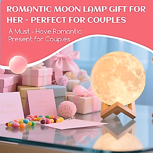CPLA Moon Lamp, 16 Colors LED Night Light 3D Printing Moon Light with Stand & Remote/Touch Control and USB Rechargeable, Gifts for Kids Friends Lover Birthday (Diameter 4.8 INCH)