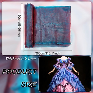 BENECREAT 3.28 Yards Two Tone Lightweight Sheer Organza Fabric, 59 Inch Iridescent Holographic Gauze Fabric Sheer for Wedding Dress, Fashion, Crafts, Decorations, Steel Blue