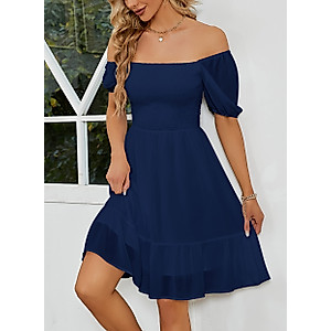 YATHON Wedding Guest Dresses for Women with Sleeves Homecoming Bridesmaid Sundress Family Gathering Dance Party Short Dresses(YT194-Navy,L)