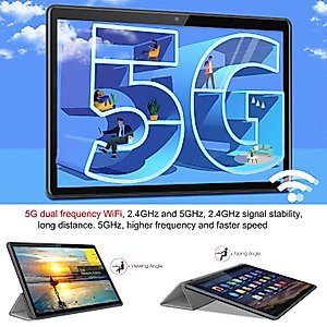 AOYODKG Tablet 2 in 1 with Keyboard, 10.1 inch Android Tablet, 8GB+64GB(1TB Expand), 2.4G+5G WiFi, Octa-Core, IPS HD Display, Dual Camera, Bluetooth, GMS Certified Tablet PC, AYO-M40 (Gray)