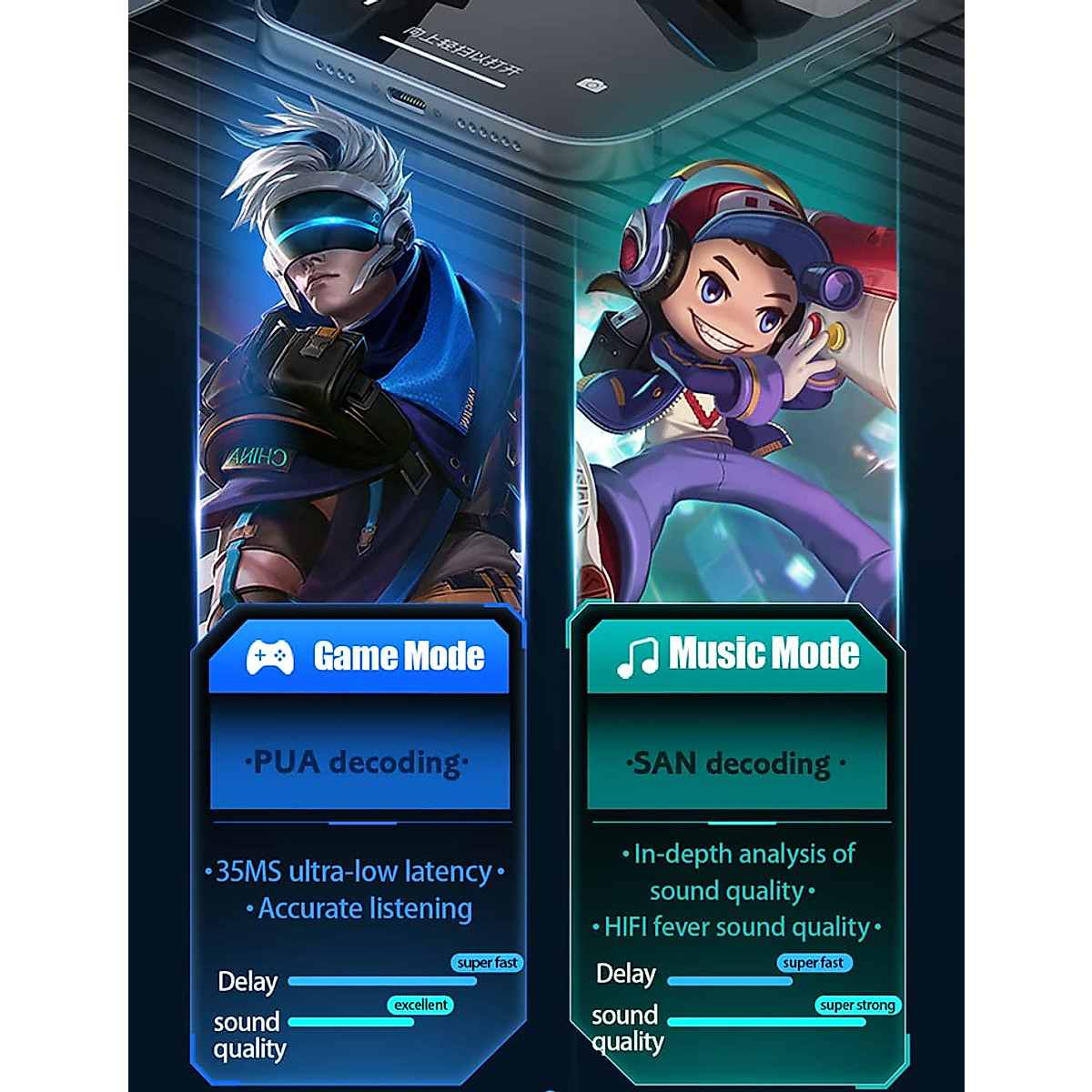 M5 Game Headset LED Bluetooth Earphones Earbuds Sports Car Wireless (Black)